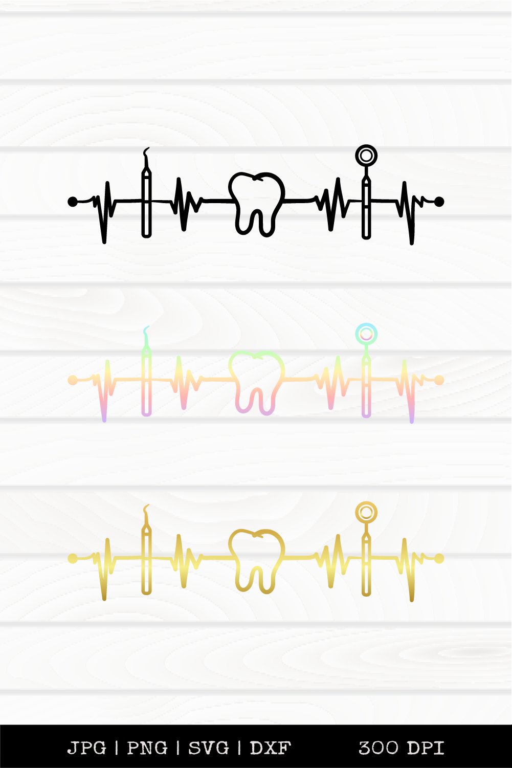 Dental Tooth Heartbeat SVG PNG Cut Files