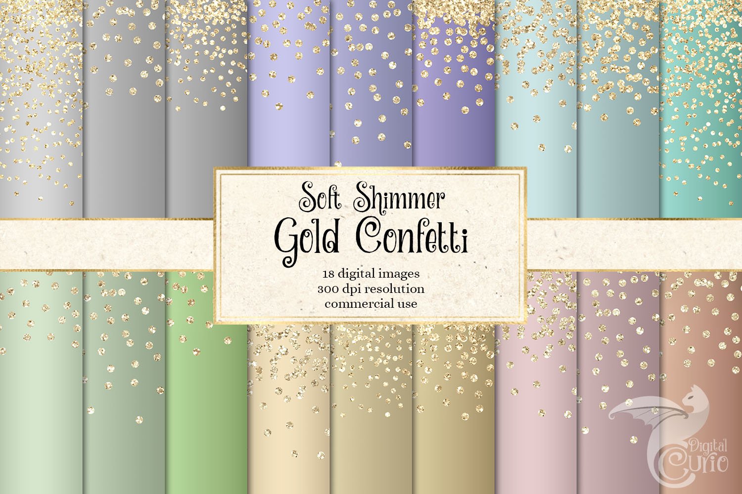 Soft Shimmer Gold Confetti Digital Paper
