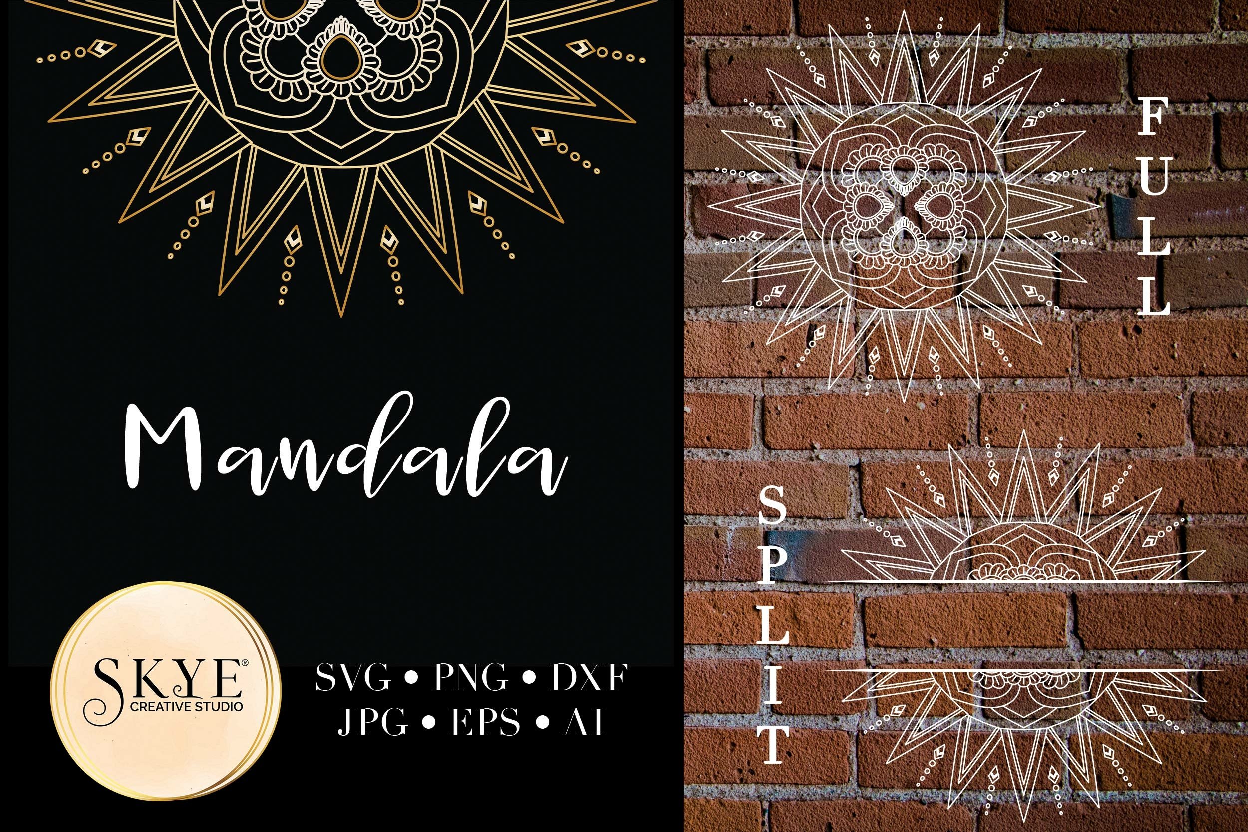Mandalas SVG Bundle with Split Mandala Full-Half (1331897)