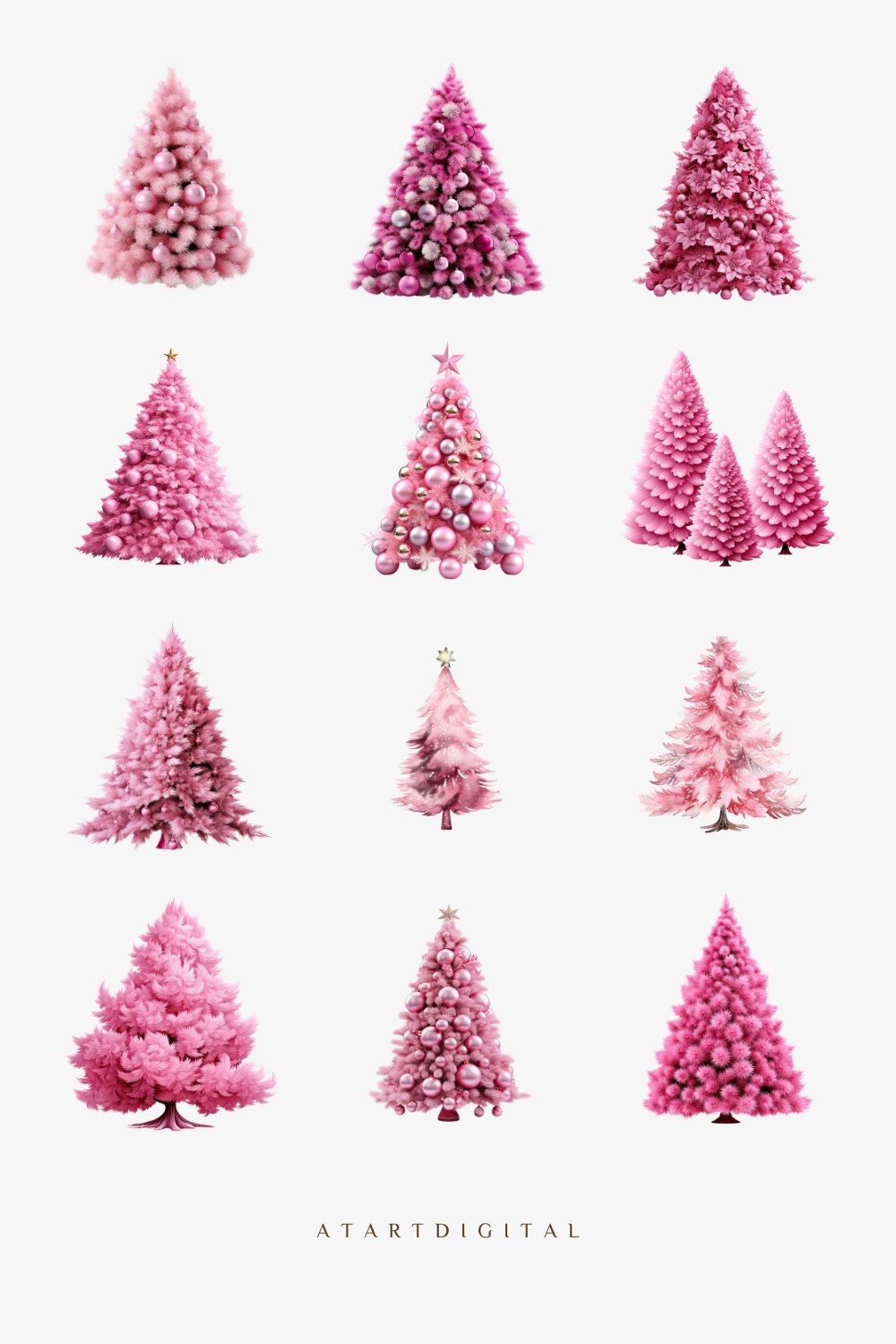Pink Christmas Trees Clipart (3000328)