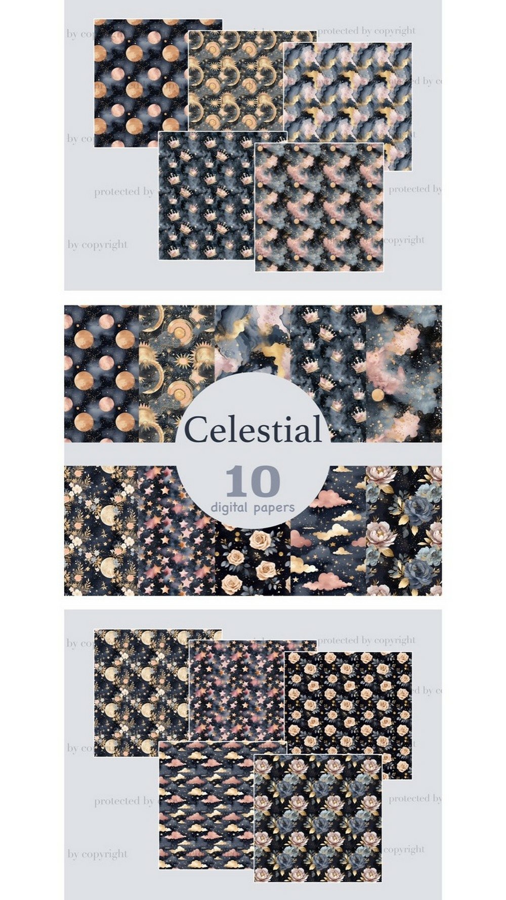 Celestial Star Digital Paper | Galaxy Pattern