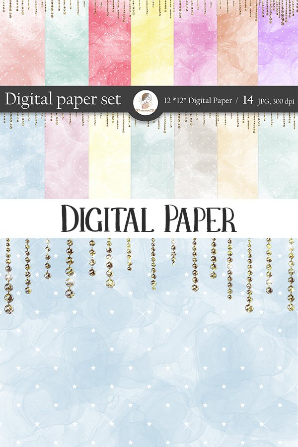 Pastel wrapping paper / Pastel ink Digital Paper / Printable
