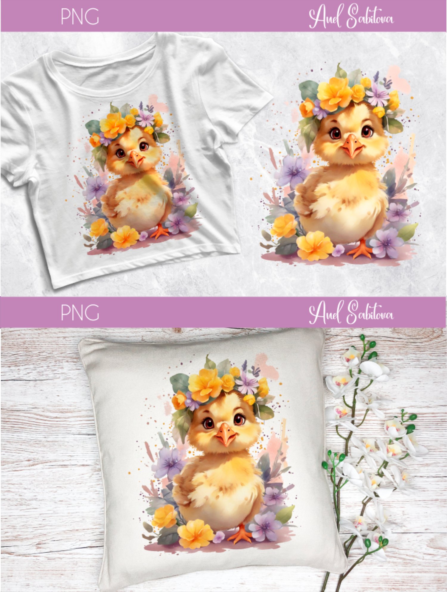 Watercolor Chick, Sublimation design