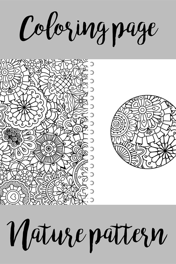 Coloring page with nature pattern