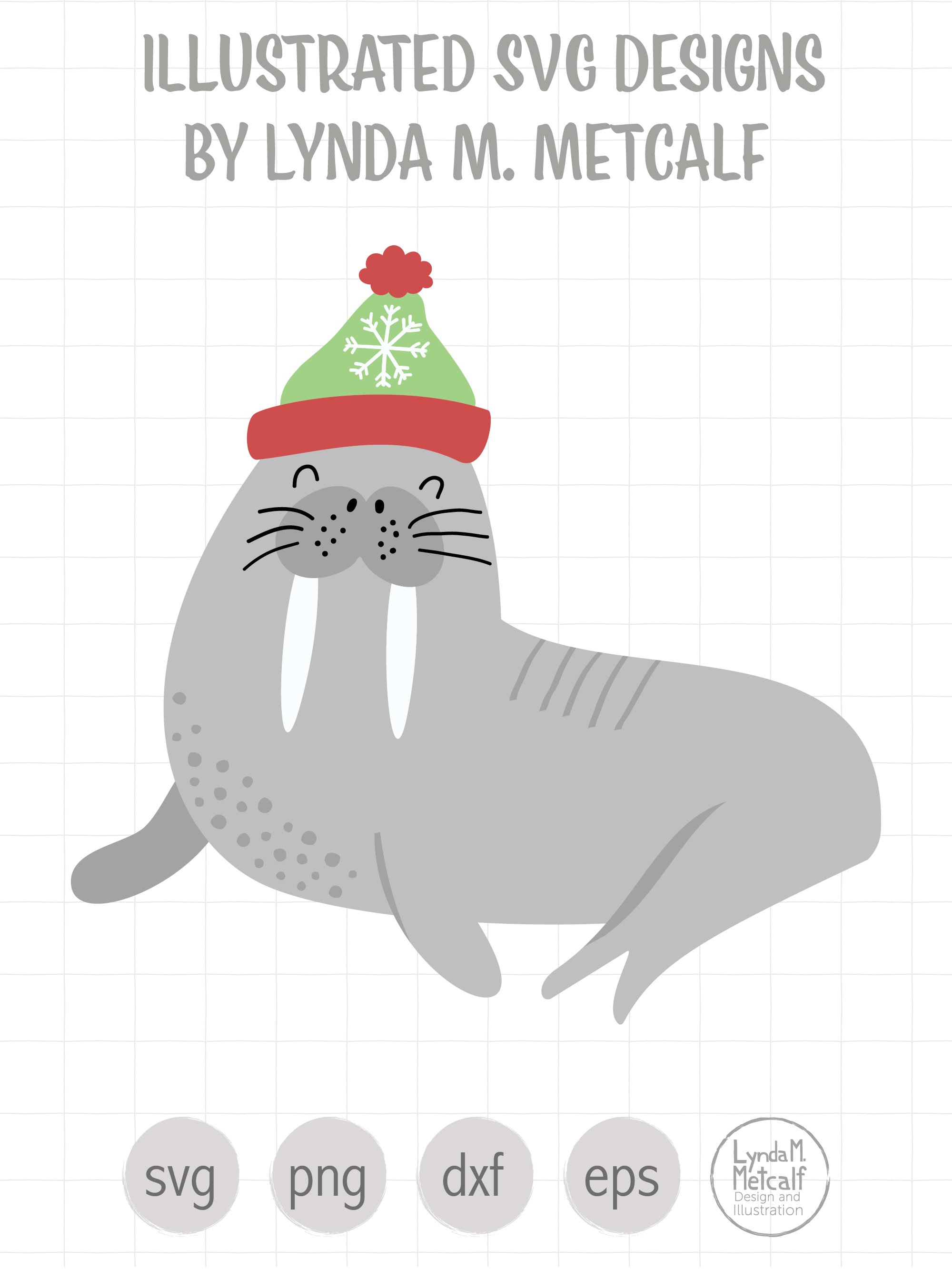 Holiday Walrus SVG Cut File for Cricut, Winter Walrus SVG