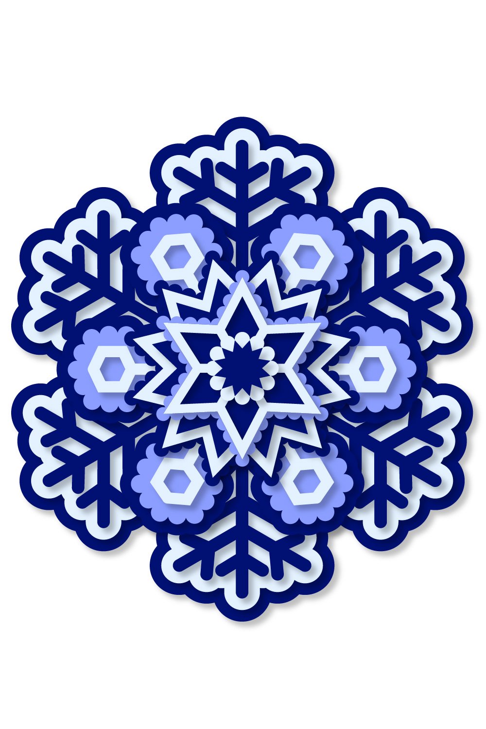 3D layered mandala snowflake SVG, Snowflake for cutting