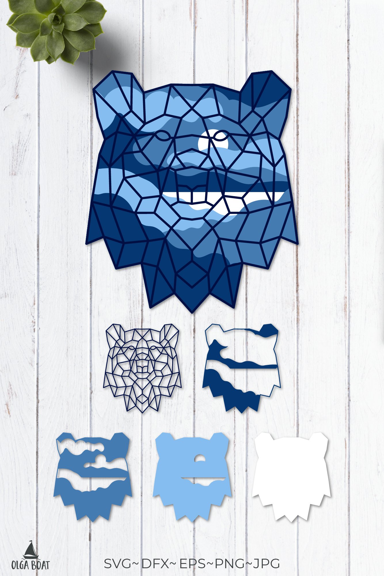 Bear 3d Layered Bear Papercut Geometric Bear face