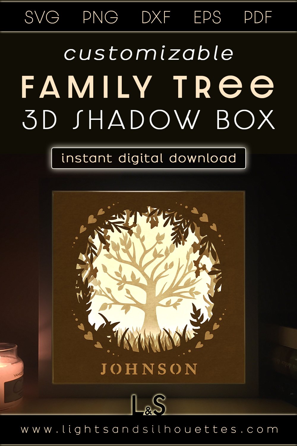 Customizable Family Tree Shadow Box Svg | Paper Cut Template
