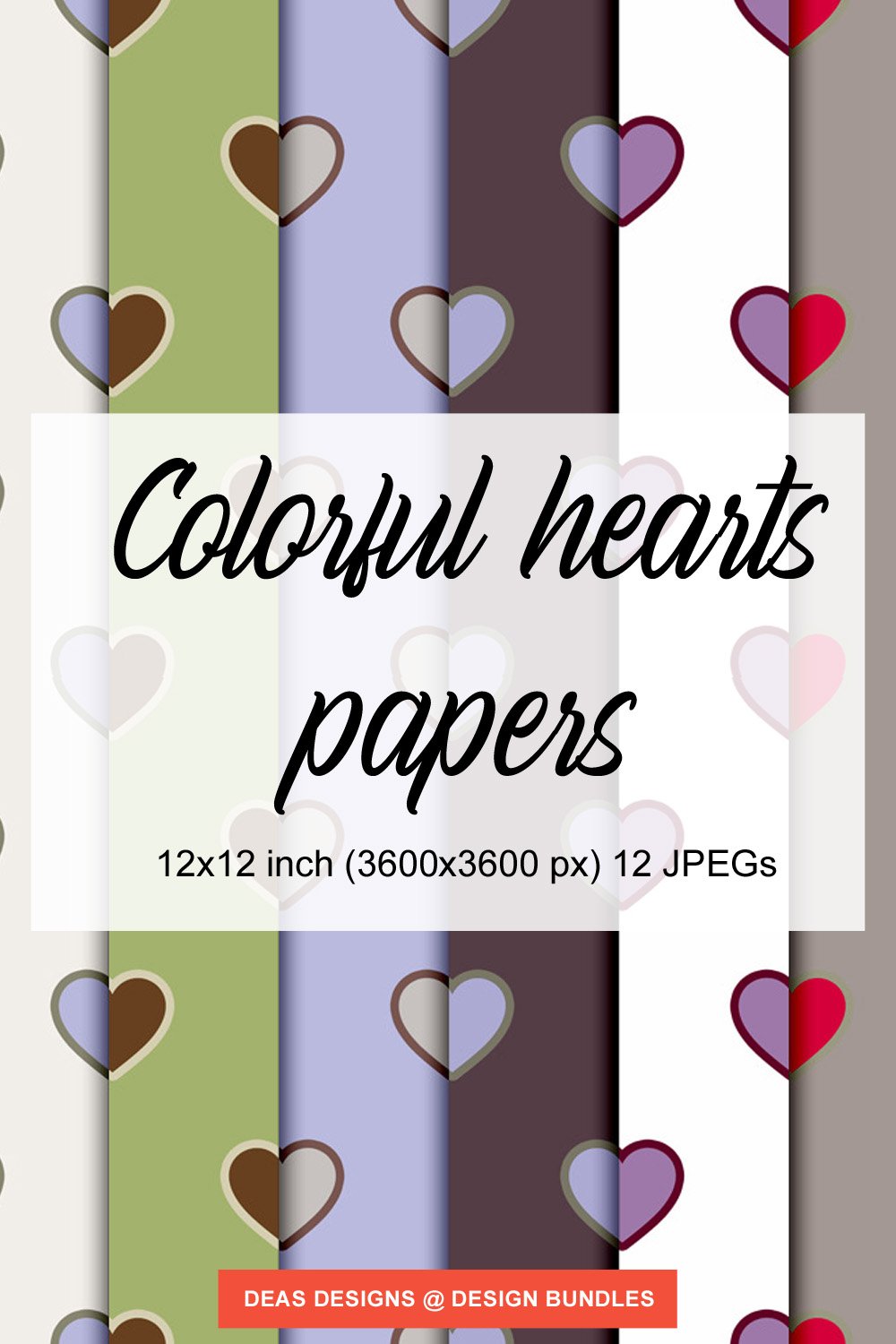 Colorful hearts digital papers