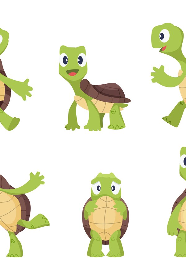 Cartoon vector turtle in various action poses