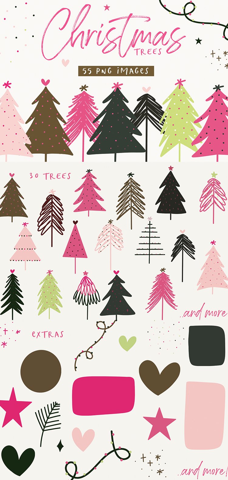 Modern Christmas Trees - Clip Art Collection / (1036823)