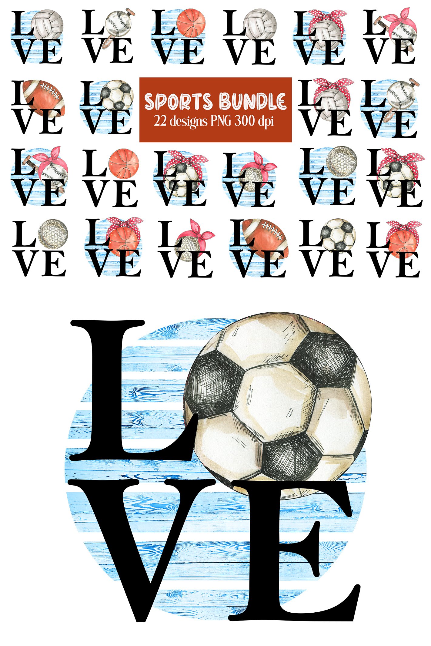 Sports Sublimation design. Love Sport Bundle