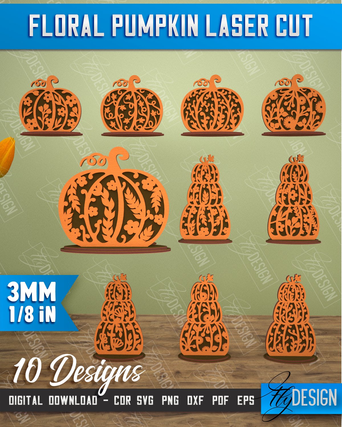 Floral Pumpkin Laser Cut Bundle | Autumn Pumpkin (4610429)