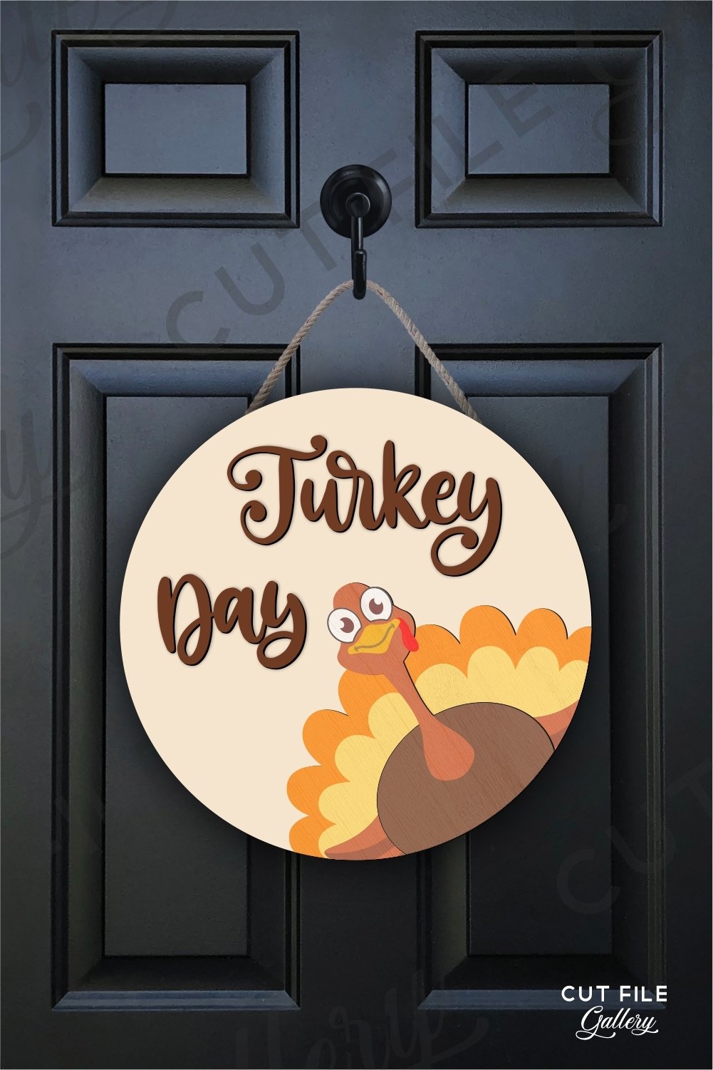 Thanksgiving door hanger with turkey / SVG Laser cut file