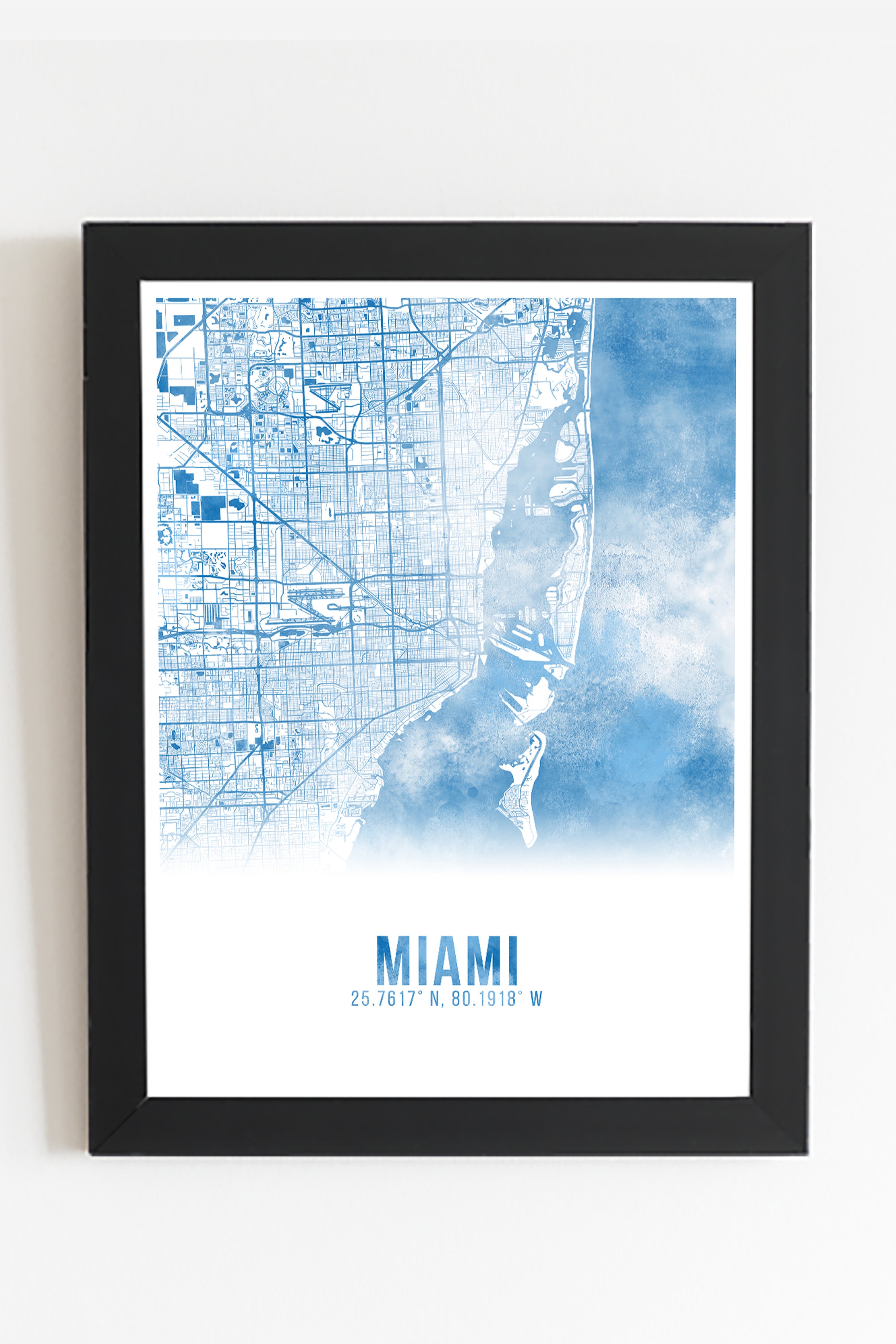 Miami Watercolor City Map Poster (2087321)