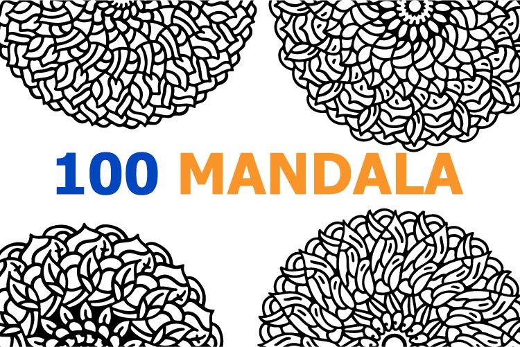100 mandala collections in line style. (1084261)