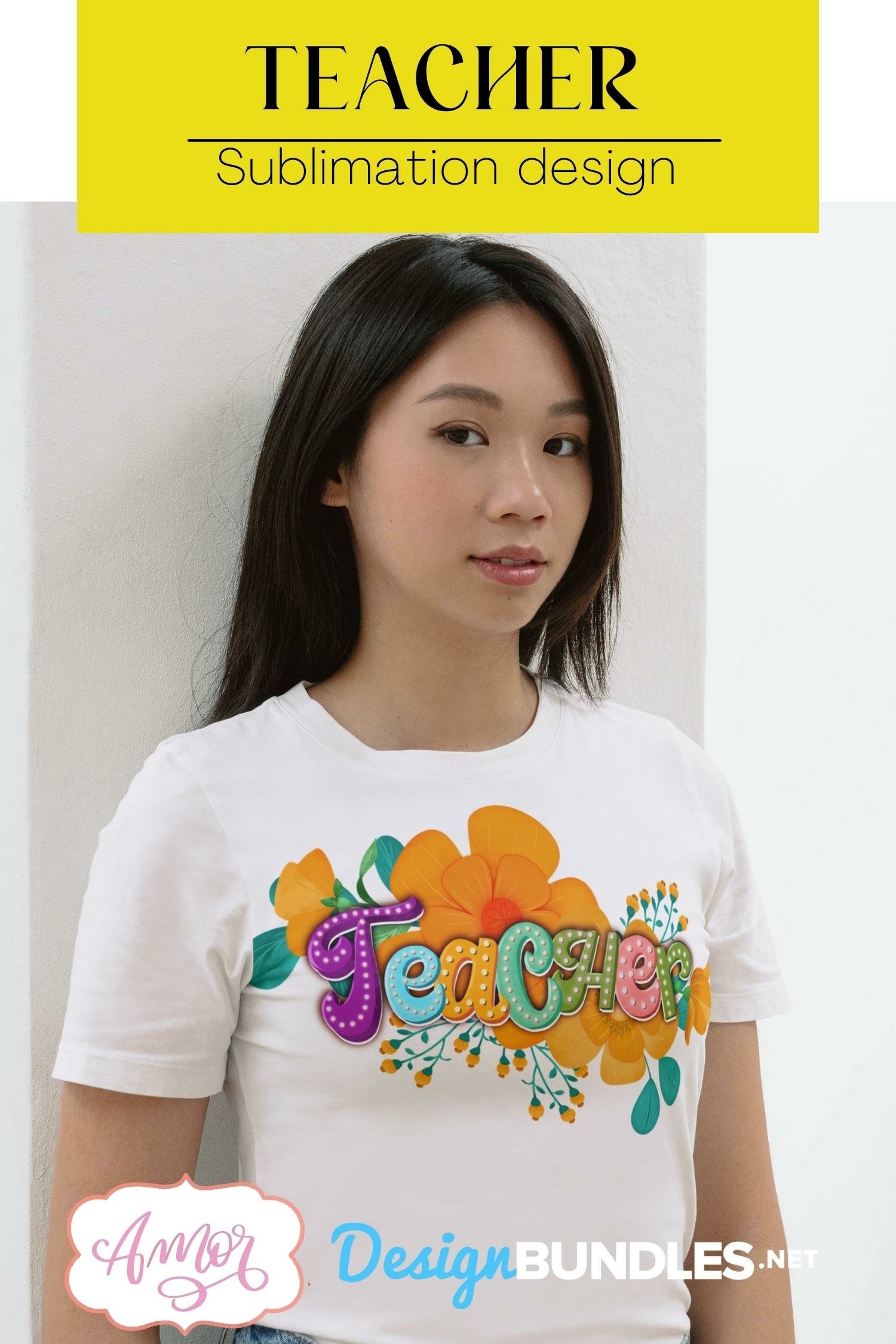 Teacher floral design for sublimation