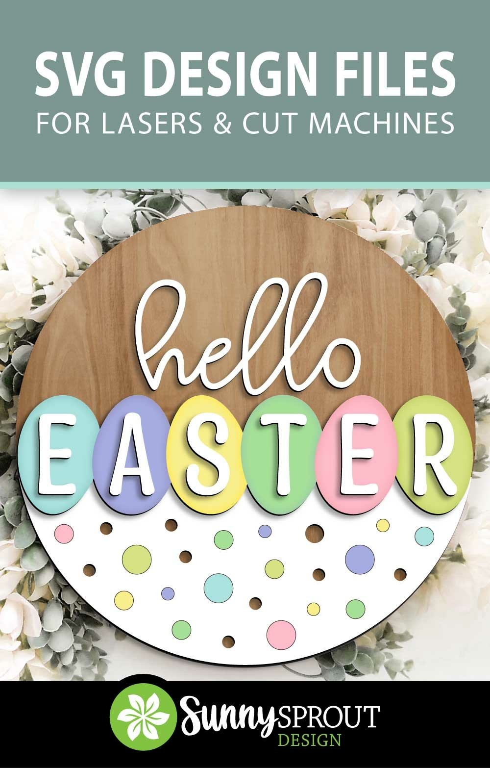 Hello Easter Eggs Sign - SVG Laser Cut Files