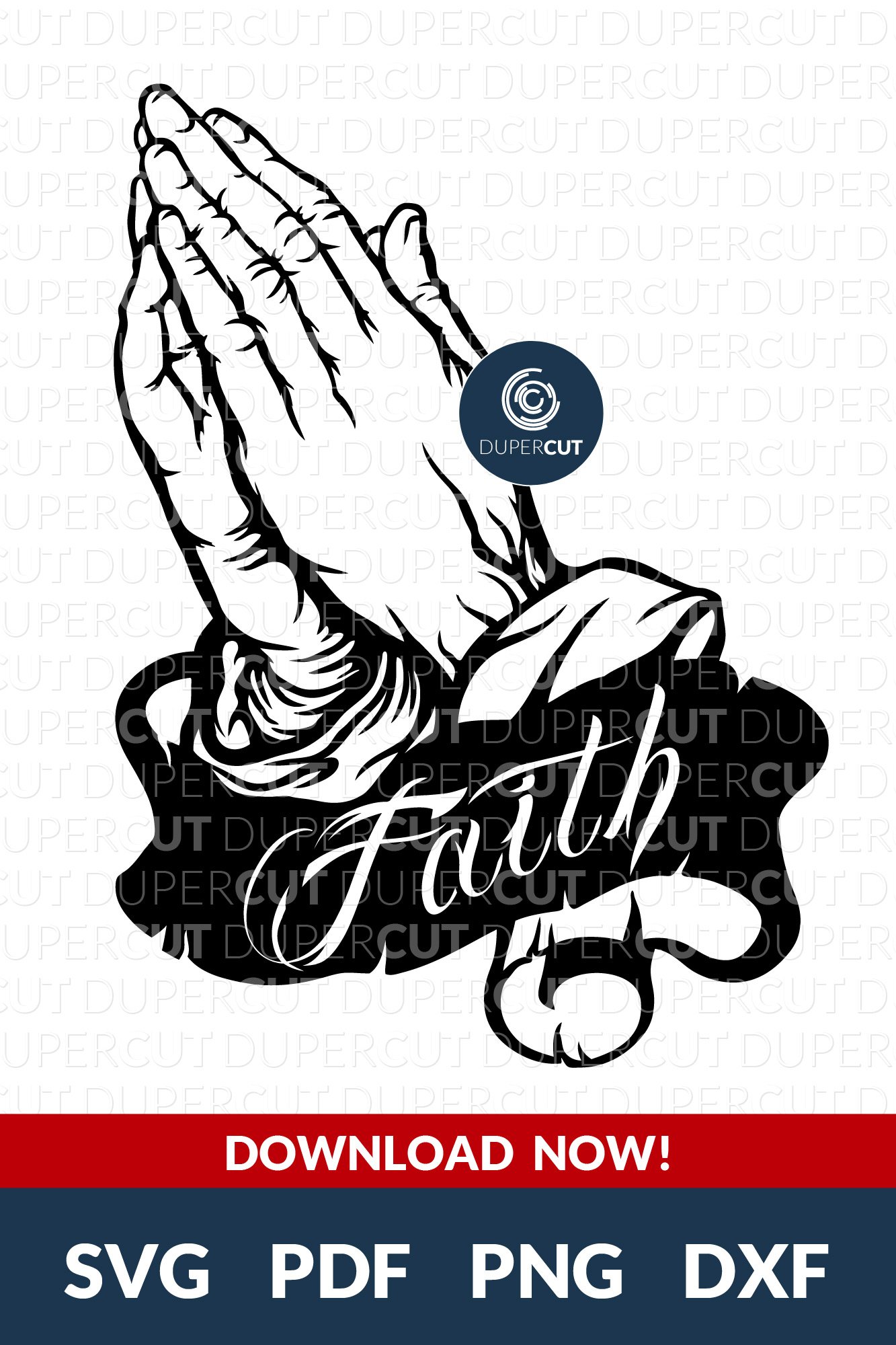 SVG / PDF / DXF Praying Hands, Cutting Files (1202714)