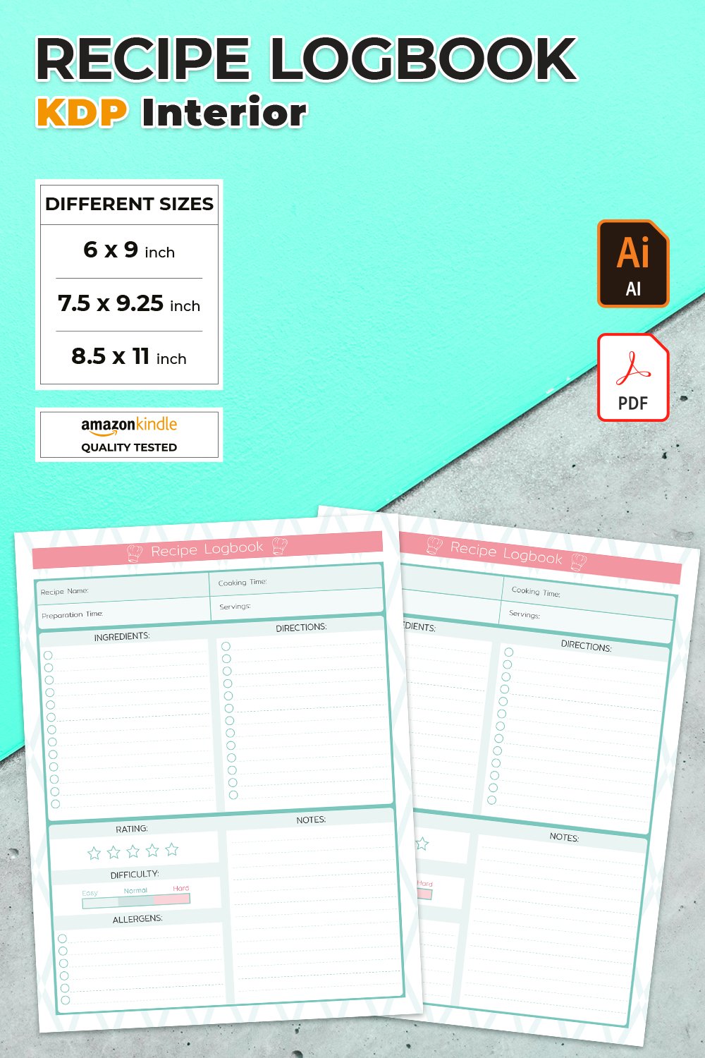 Recipe Log book KDP Interior Template