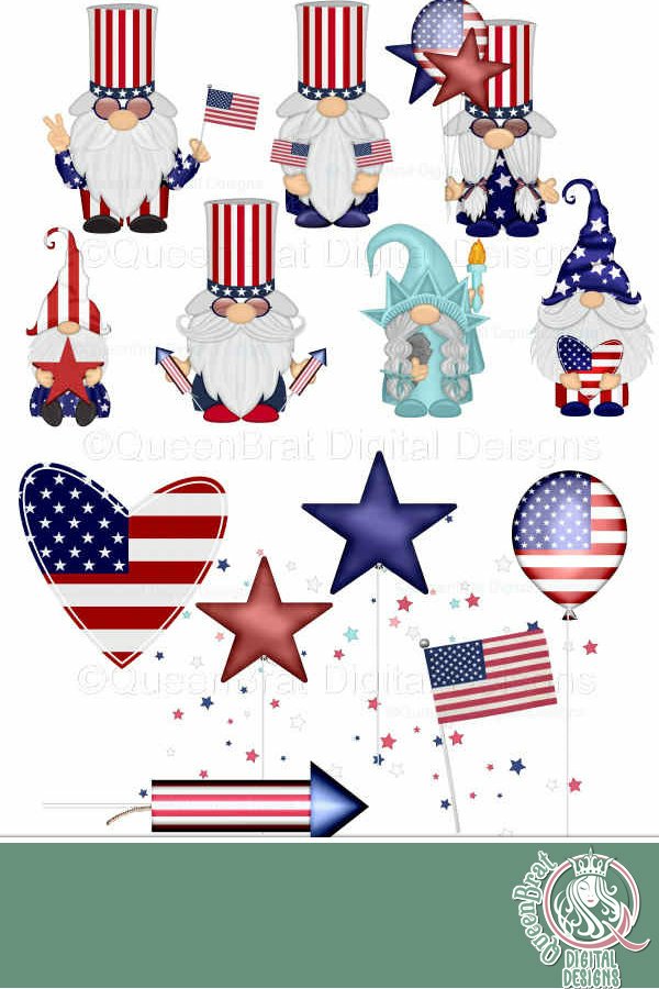 Patriotic Gnomes Clip Art Bundle