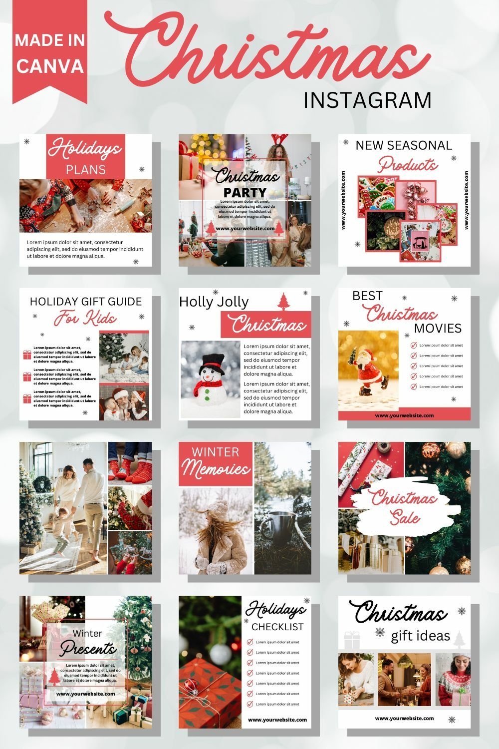 Christmas Instagram Posts and Stories Templates for Canva