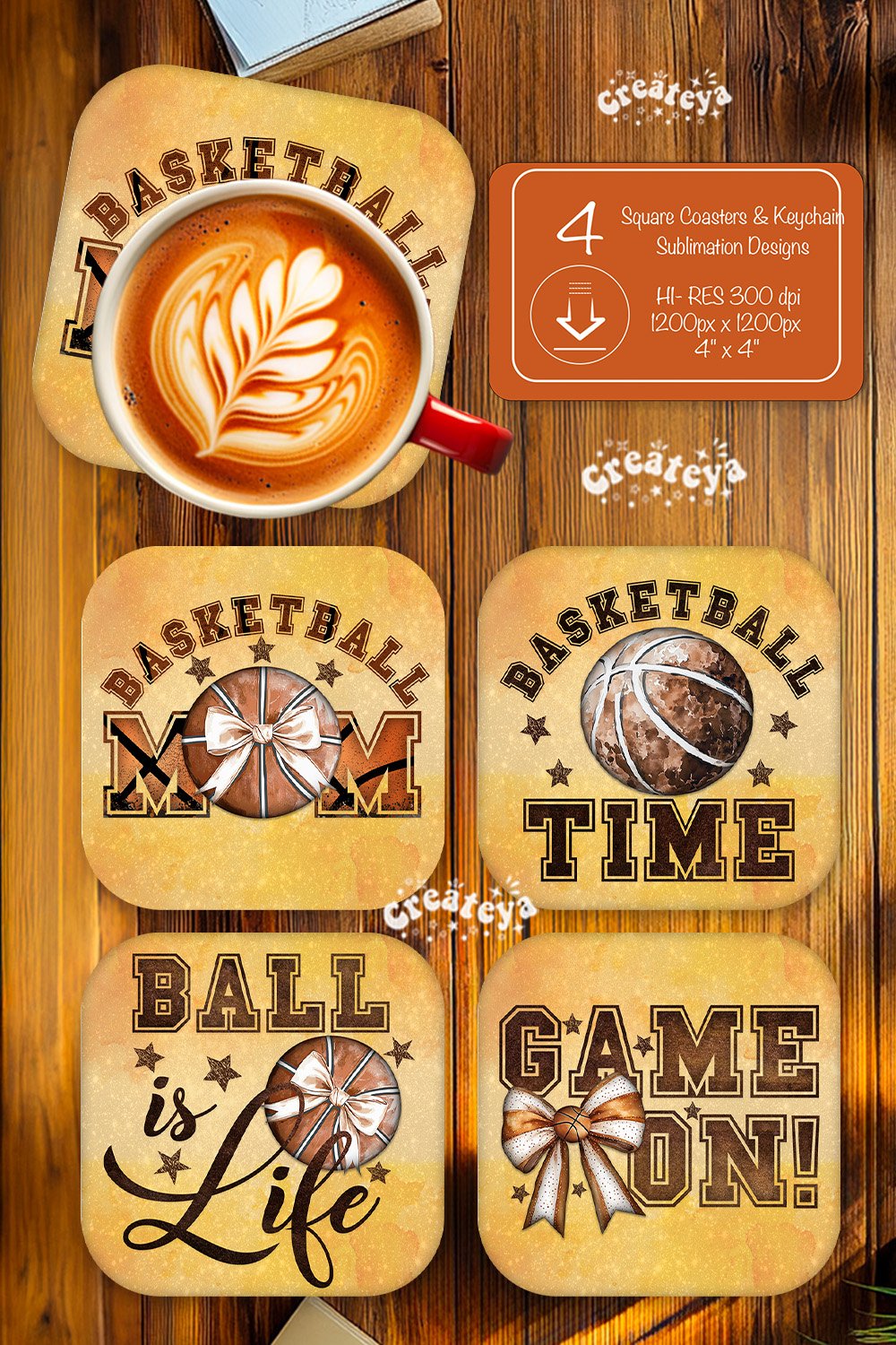 Basketball Square coaster png Sublimation coaster png