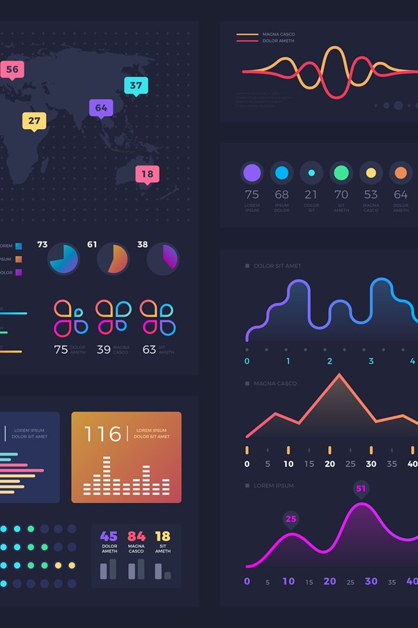 Workflow charts and diagrams, infographic useful vector elem