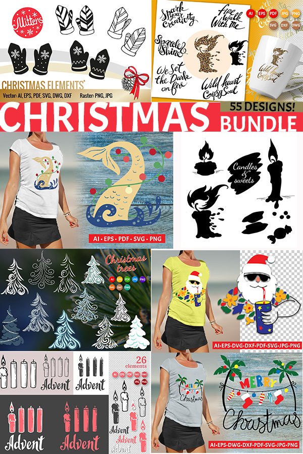 Christmas Svg Bundle, Merry Christmas. Big Bundle