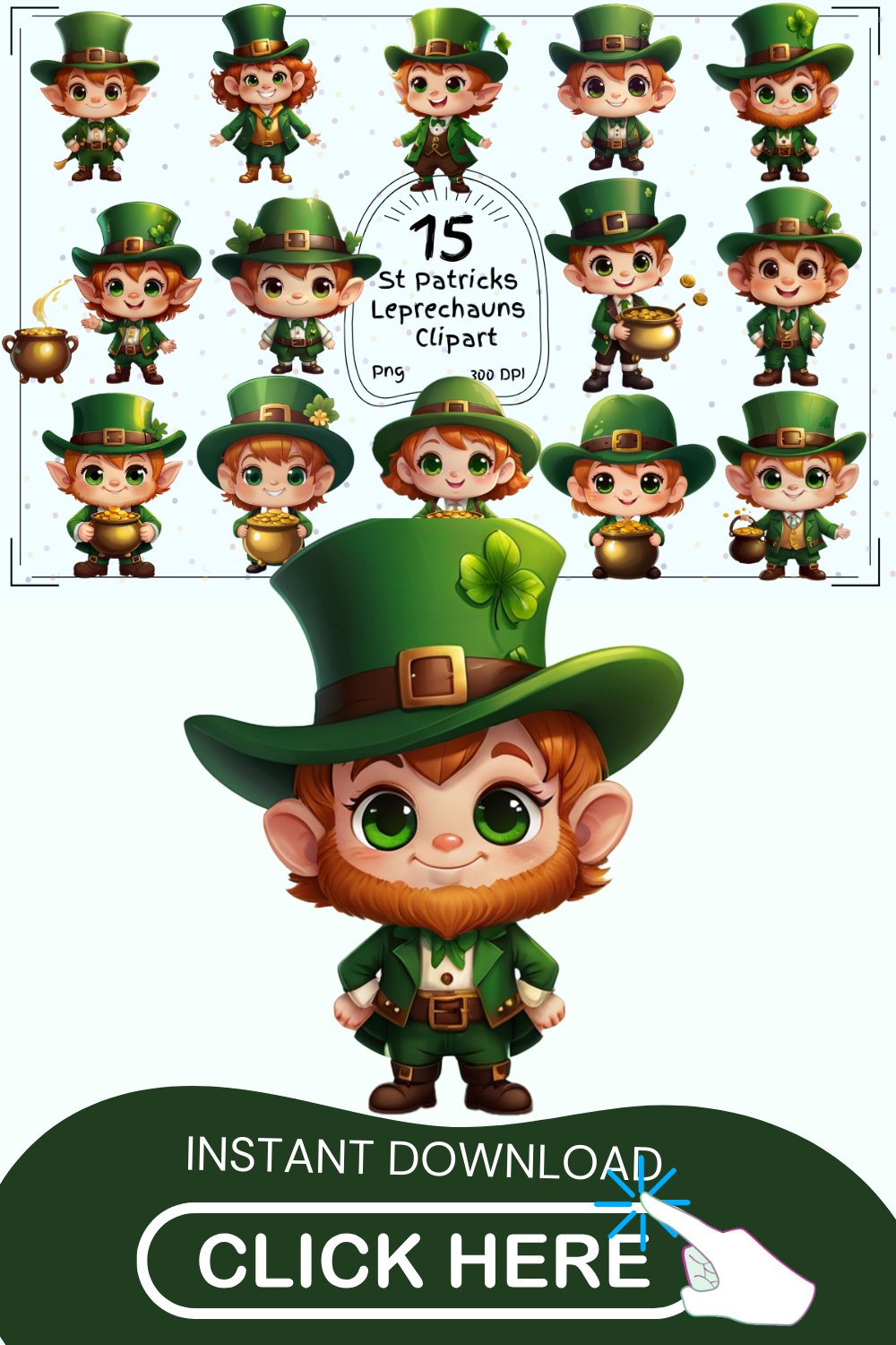 Cute St. Patrick's Leprechauns Clipart - Festive Graphics