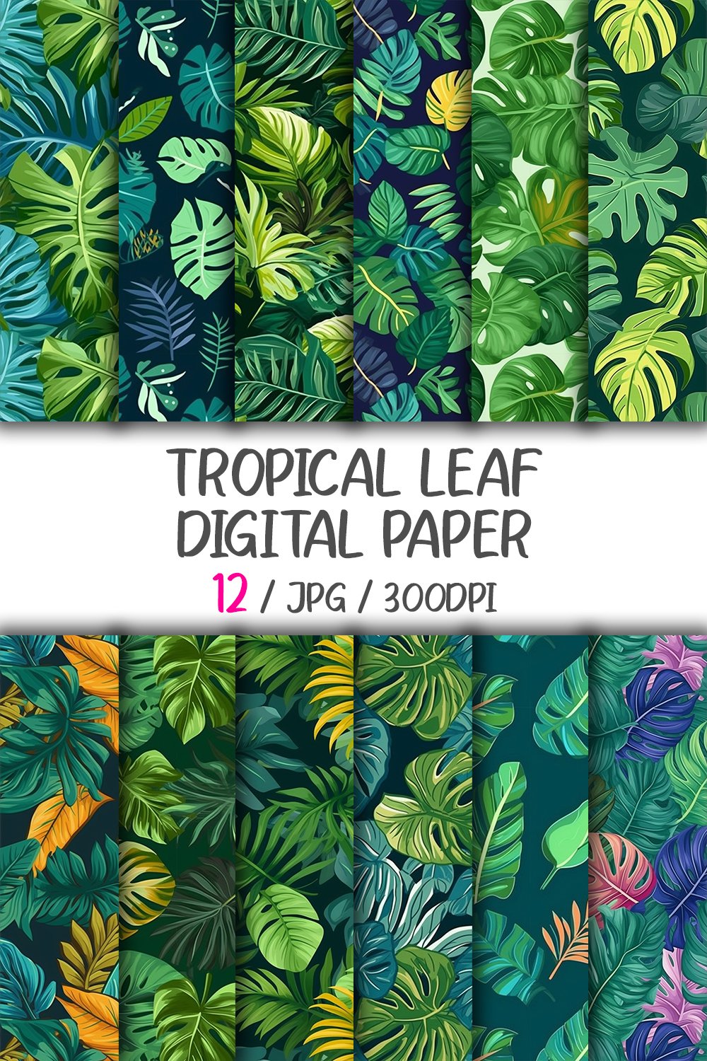 Seamless Tropical Leaves Digital Papers | Background