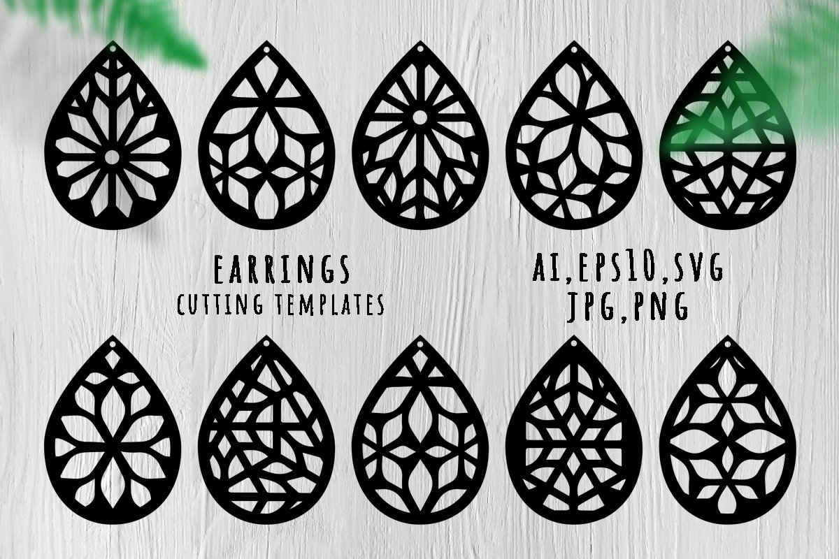 Earrings cutting files templates. Geometric