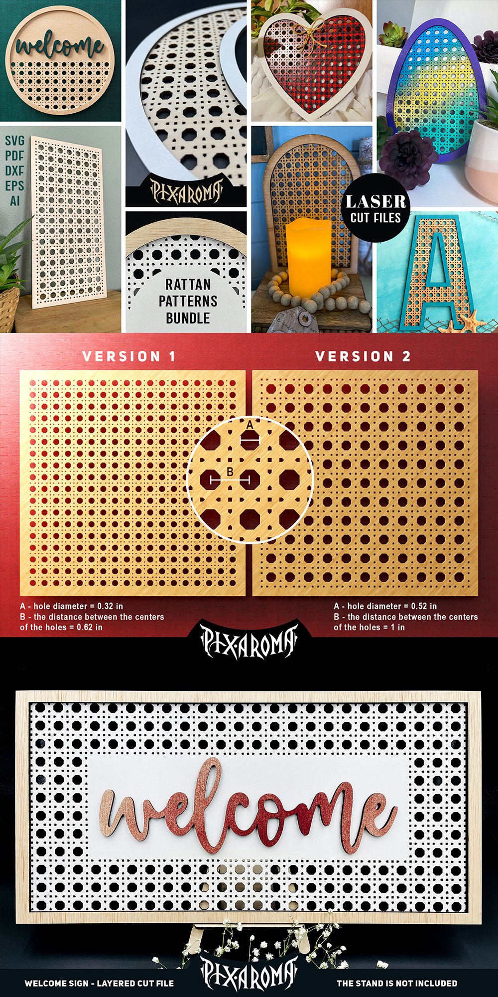 Rattan Pattern Bundle | Laser Cut Panels and Signs