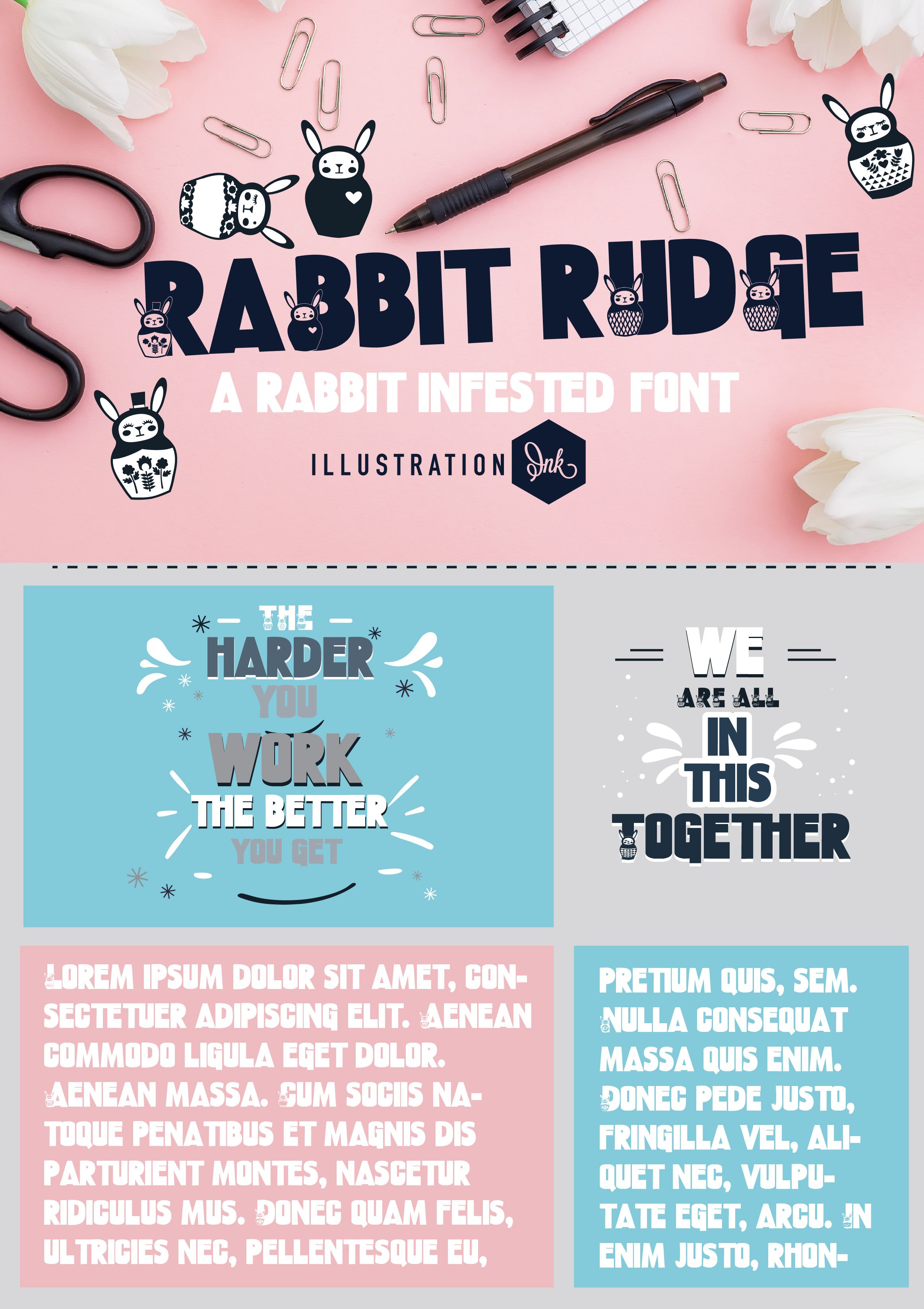 Handcrafted bunny font