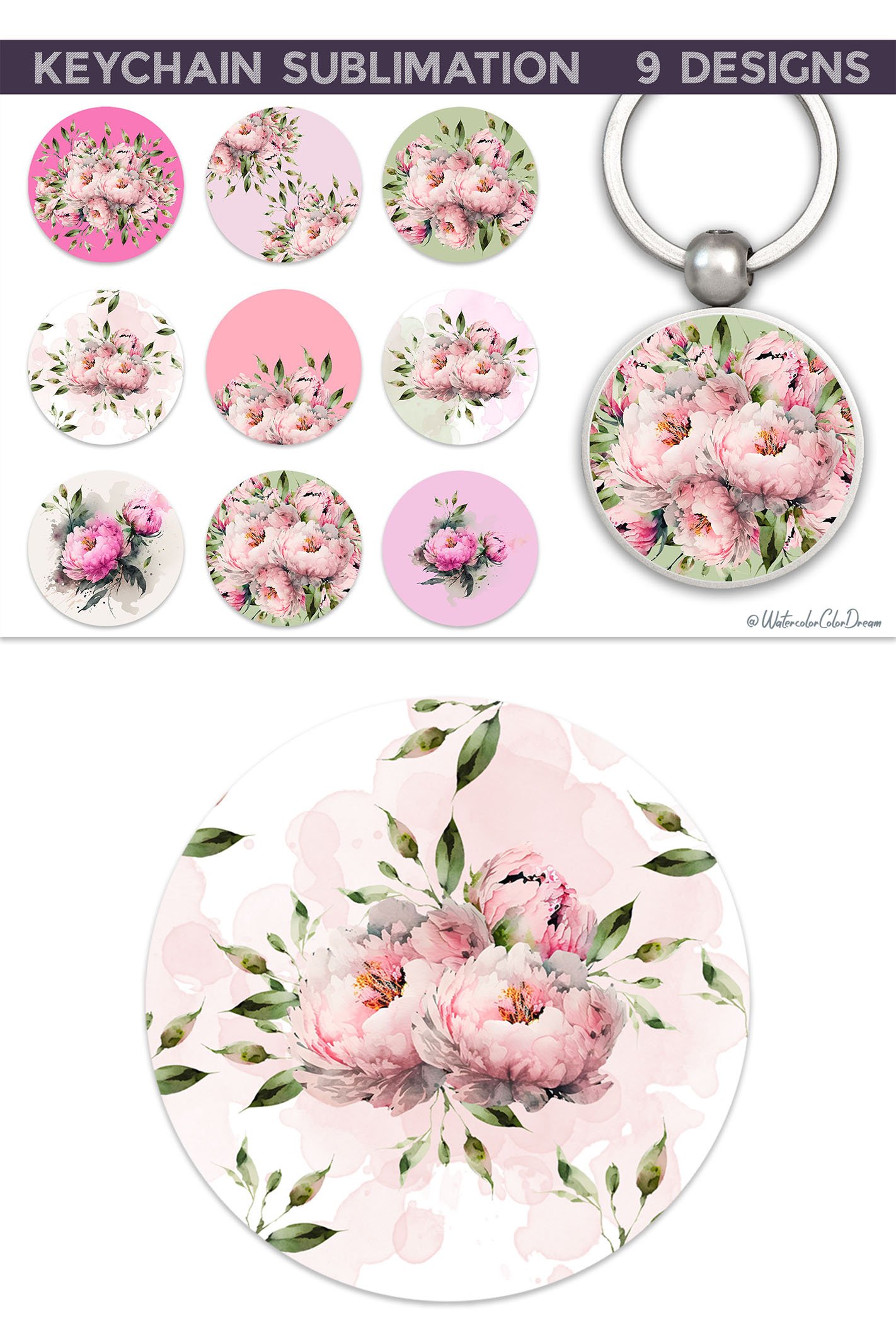 Peony Keychain Bundle | Flowers Key Keychain PNG
