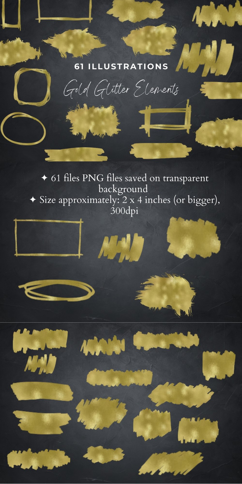 Gold Glitter Elements Clipart (2505497)