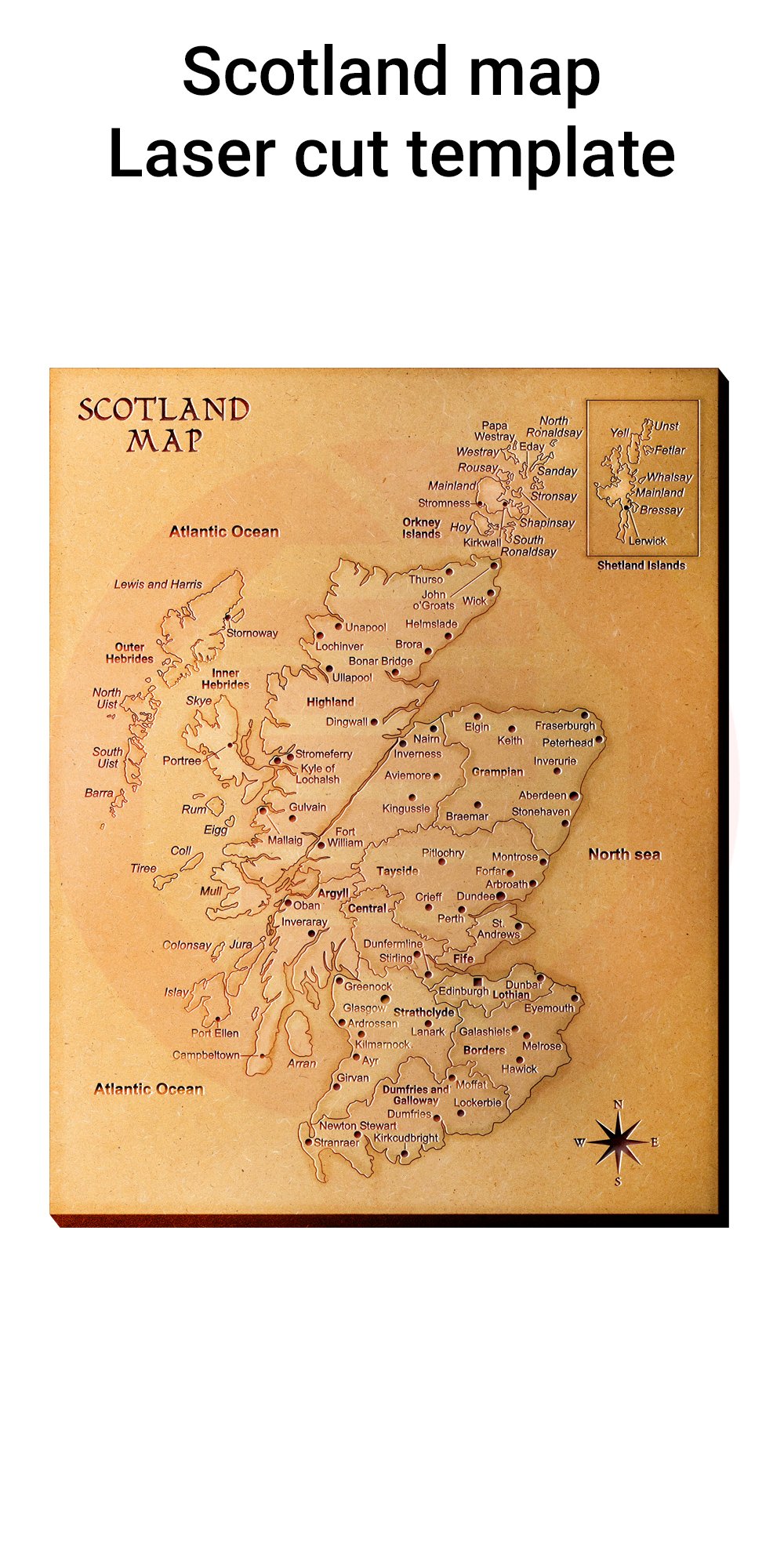 Scotland wood map laser cut vector glowforge svg diy crafts