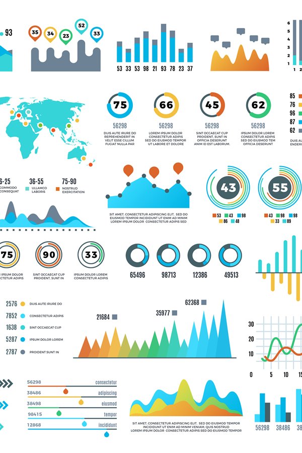 Business demographics and statistics infographic elements wi