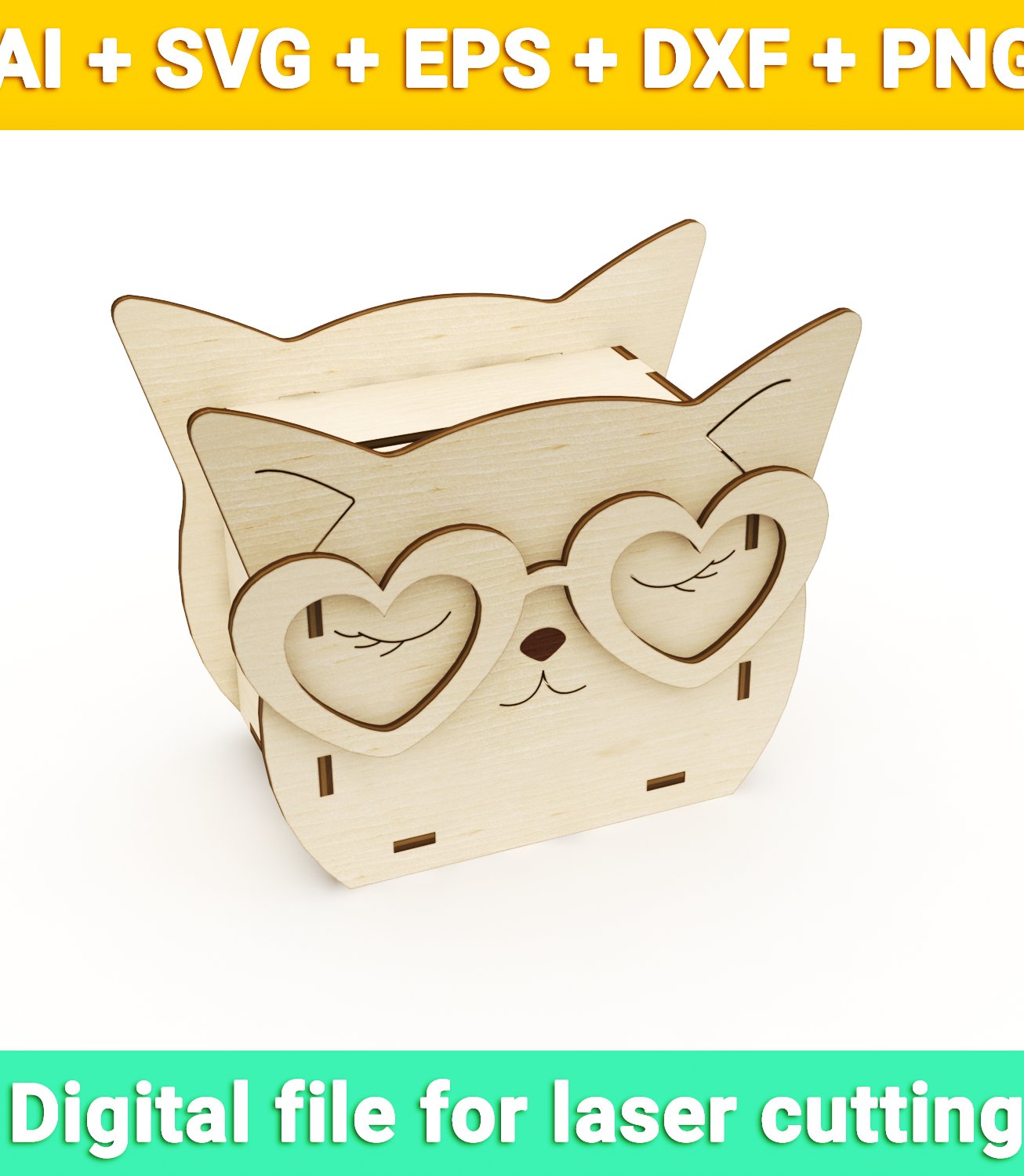 Cat money box vector for CNC svg vector file