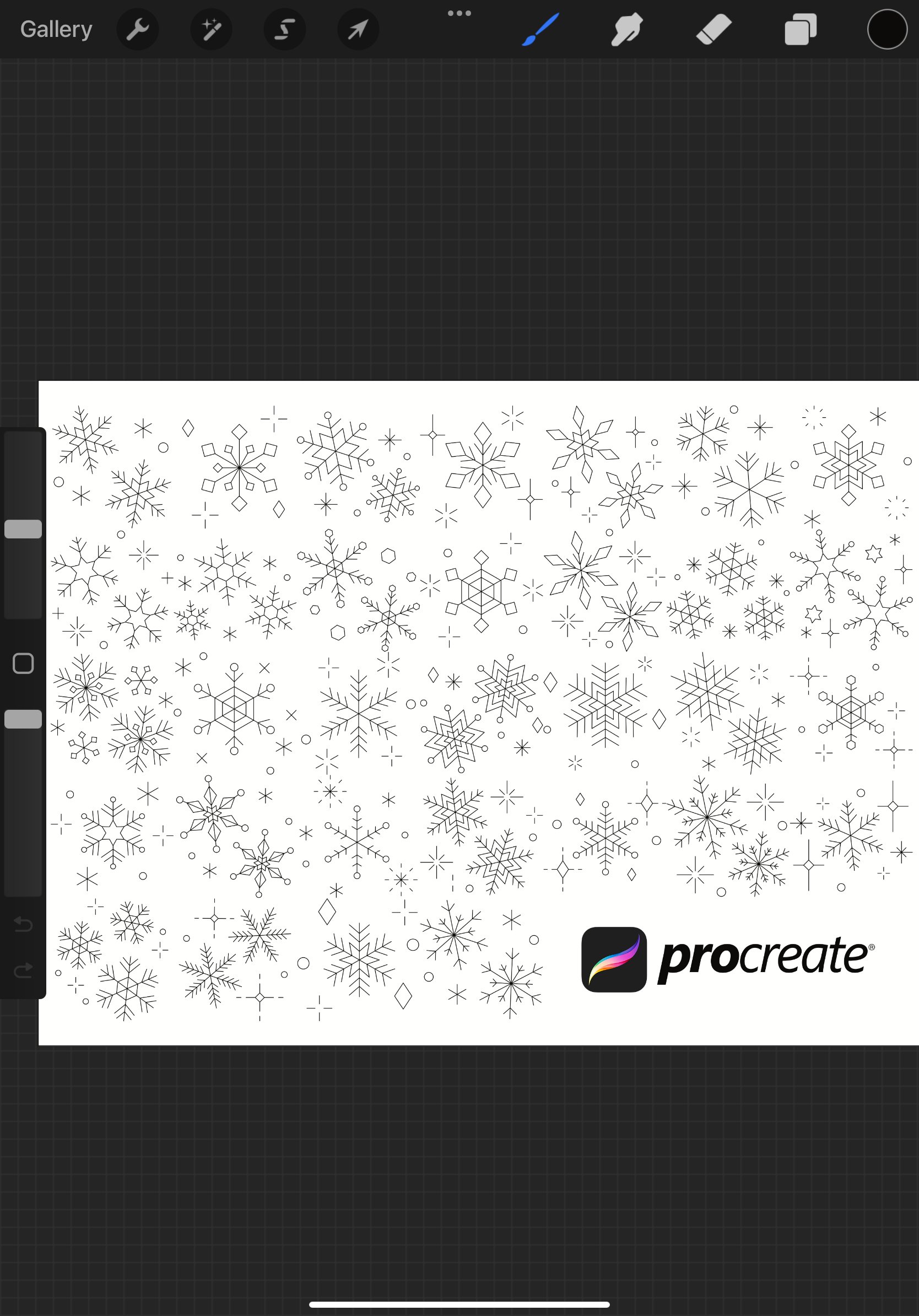 Winter Snowflake Set 4 Procreate Brush Stamp, 32 Xmas Flake