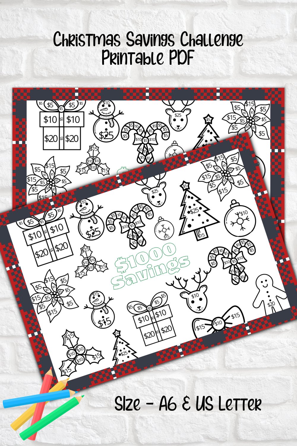 Christmas savings challenge A6 size coloring (2117763)