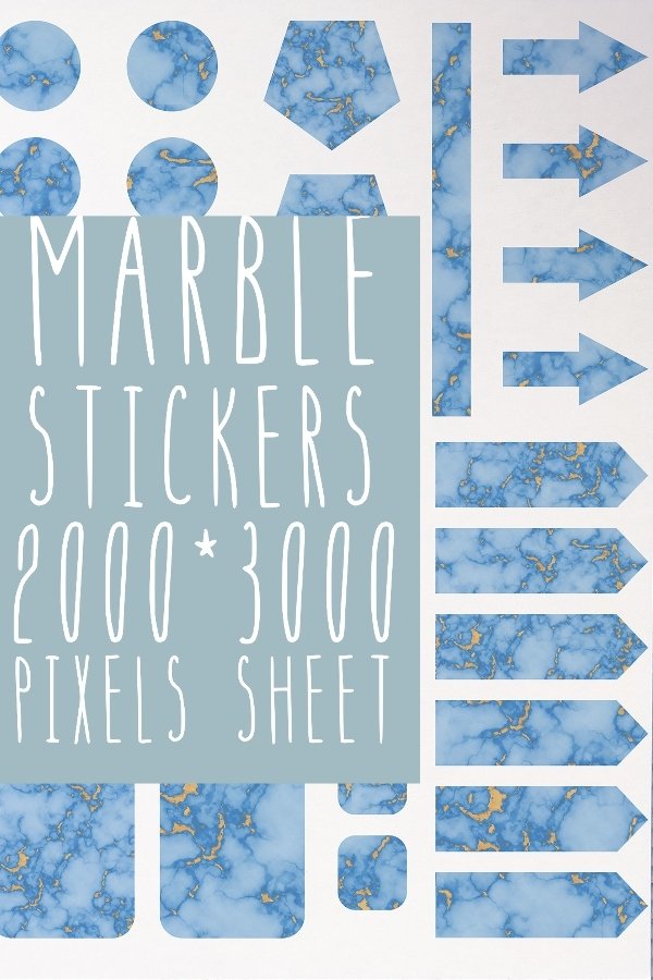 Blue marble stickers in png