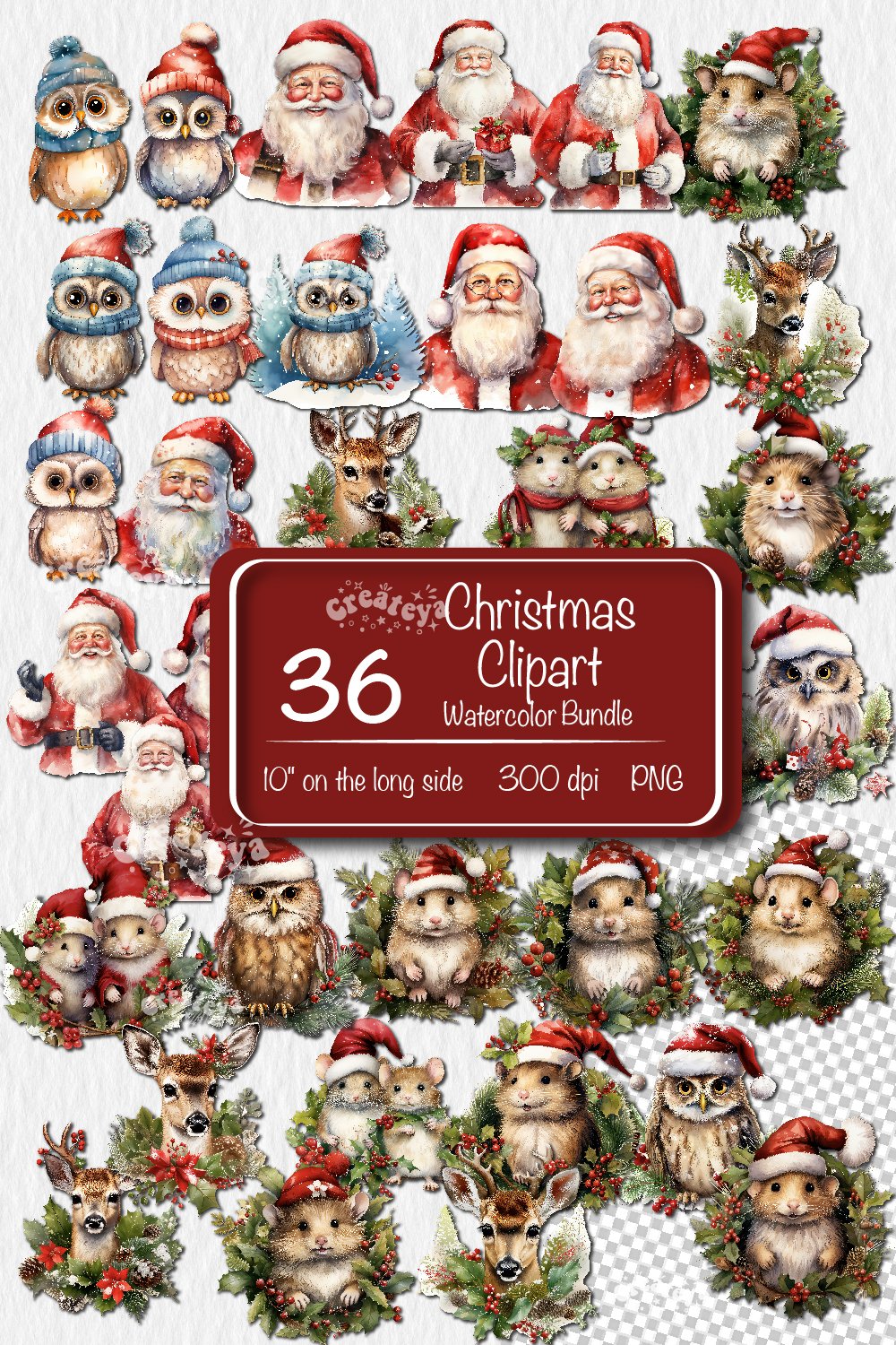 Christmas clipart Bundle watercolor Clipart bundle Xmas