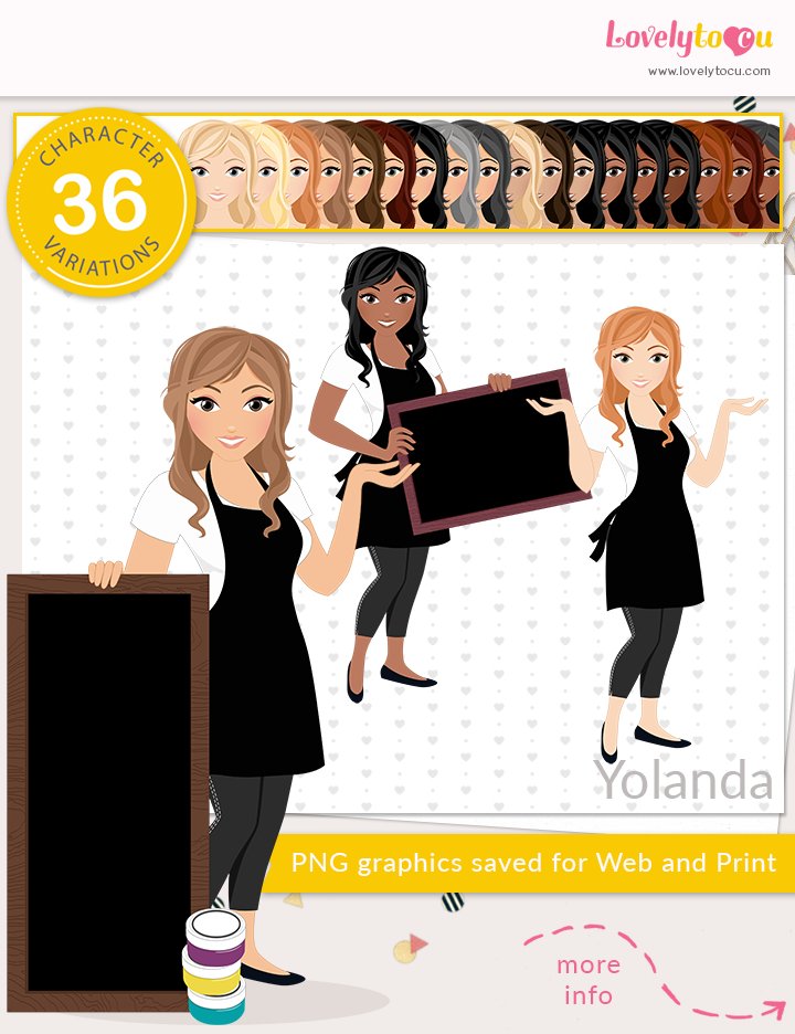 Chalk art woman character clipart LVC47 Yolanda