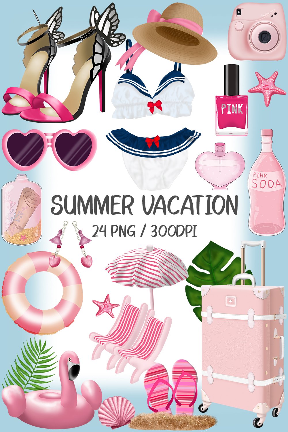 Summer Clip Art | Vacation | Bikini | Carrier | Flamingo