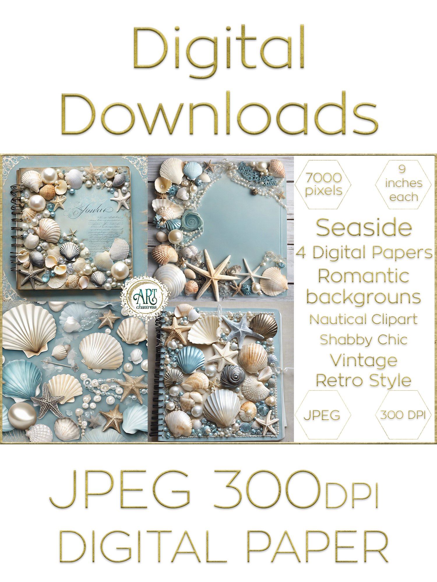 Seaside Watercolor Nautical Romantic Digital (3868138)