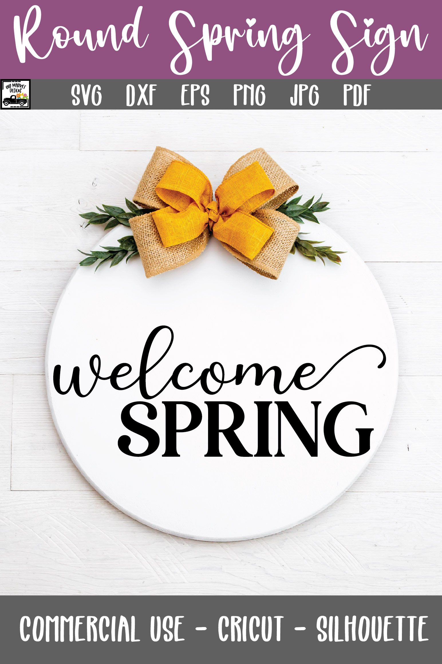 Welcome Spring SVG File | Round Door Sign SVG File