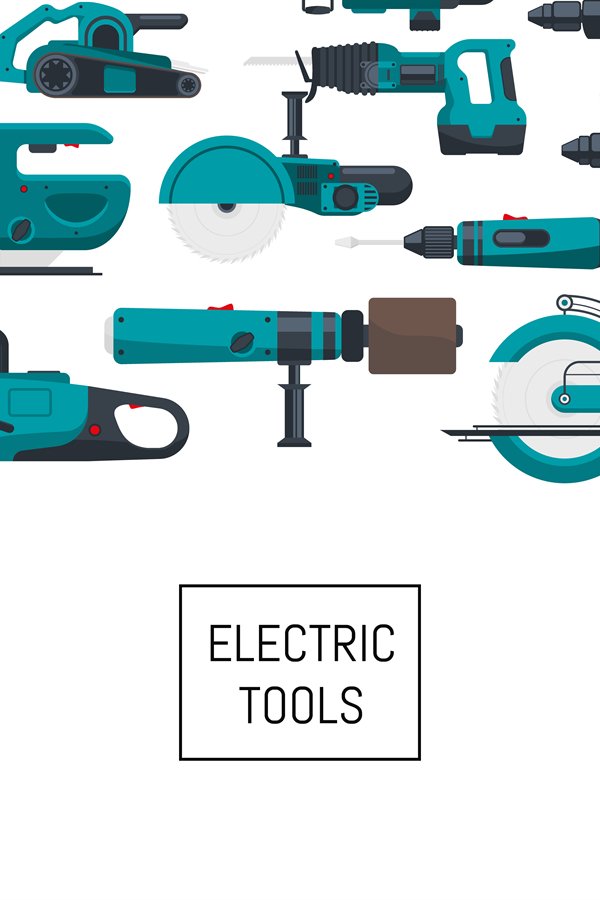 Vector background with electric construction tools