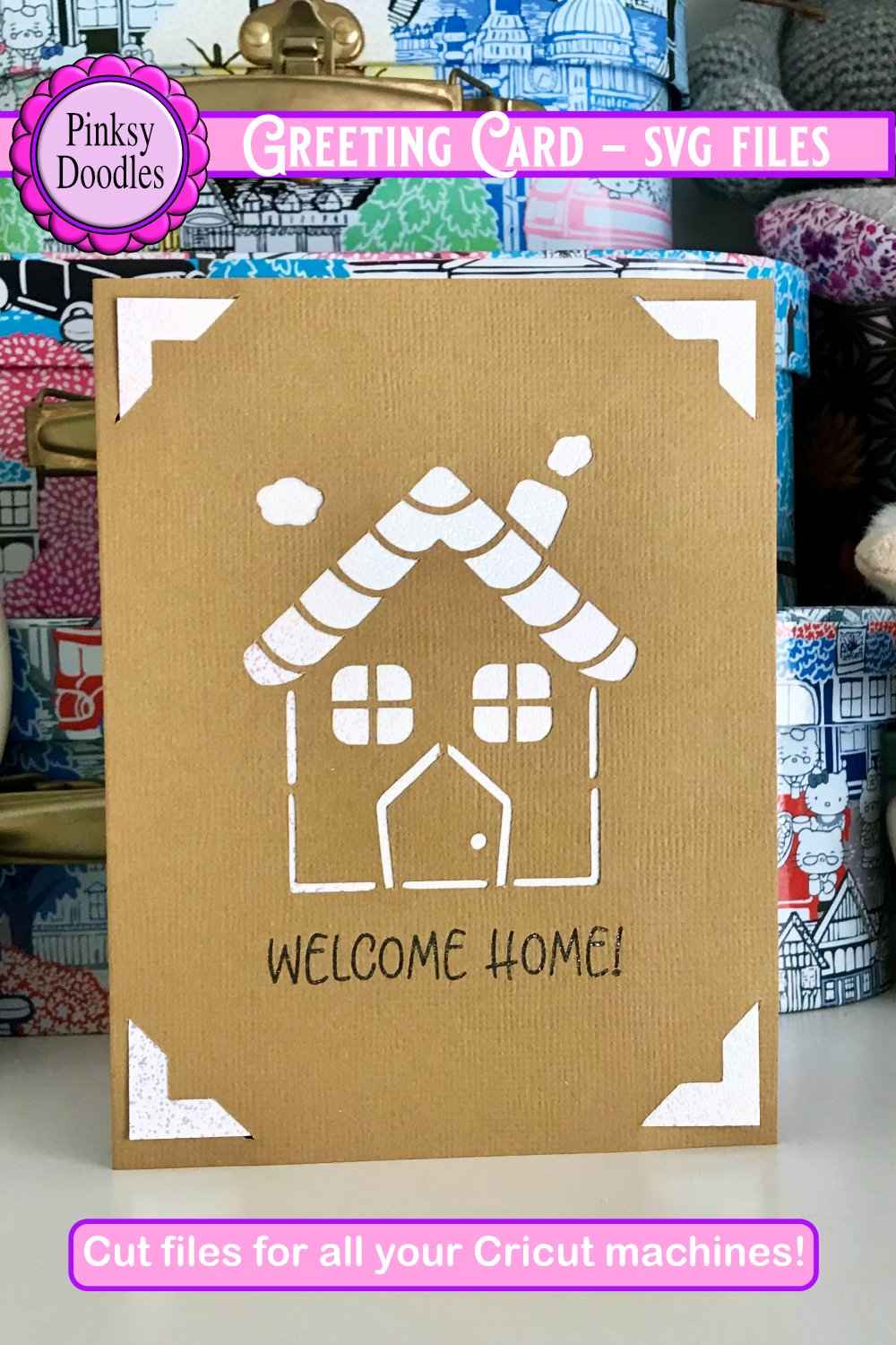 Welcome Home paper cut card svg cut file