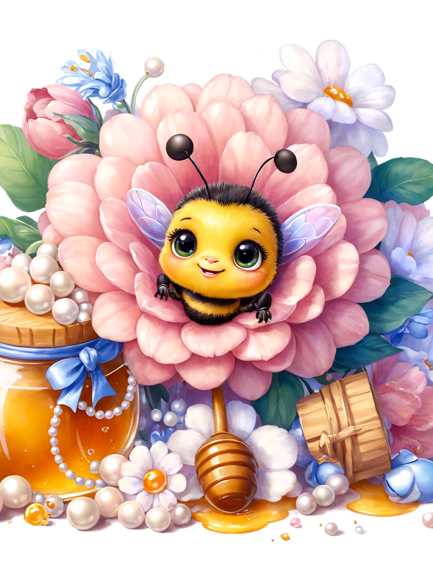 Watercolor Cute Bee Clipart, Bee watercolor painting, PNG,